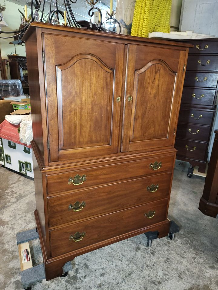 Henkel Harris Solid Black Cherry Wardrobe Dresser Chest - Long Valley ...