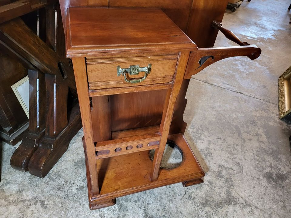 Antique 1800's Eastlake Solid Cherry Hall Tree Entry Table Coat Rack ...