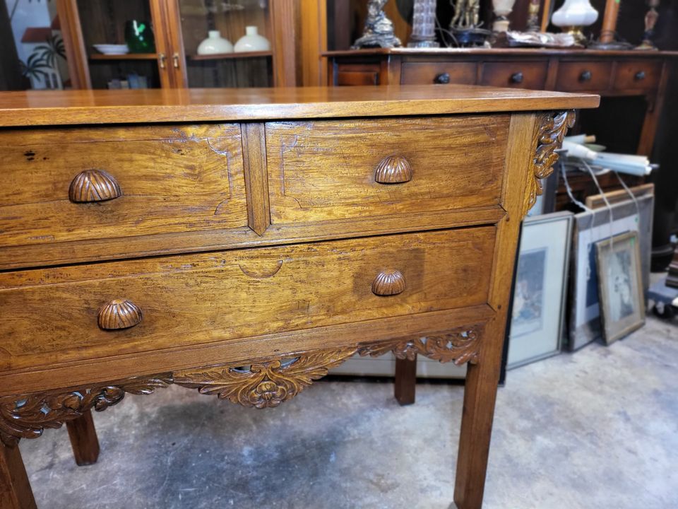 Antique Asian Carved Alter / Server - Beautiful Wood - Long Valley Traders