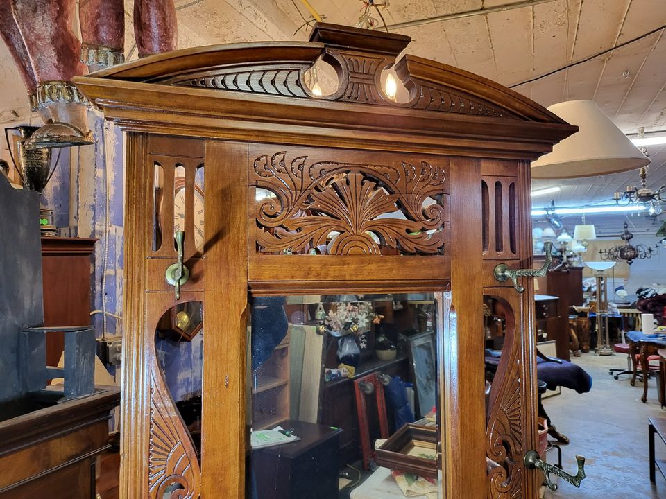 Antique 1800's Eastlake Solid Cherry Hall Tree Entry Table Coat Rack ...