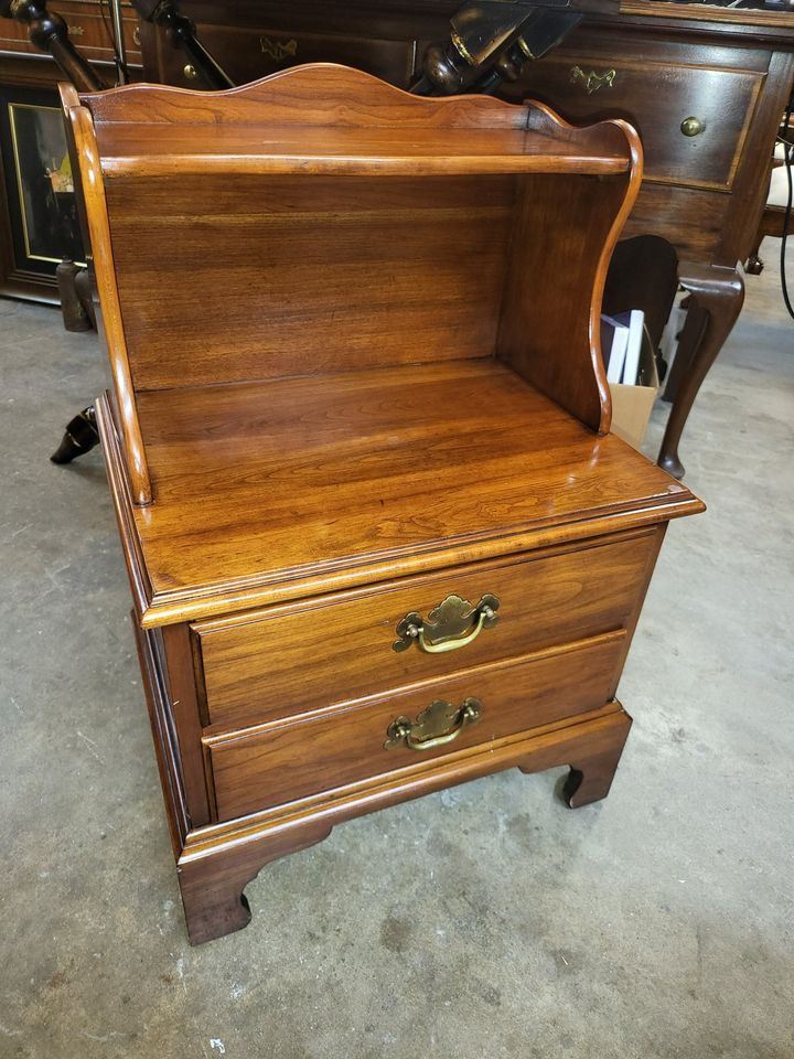 Henkel Harris Black Cherry Nightstand - Step back with drawer - Long ...