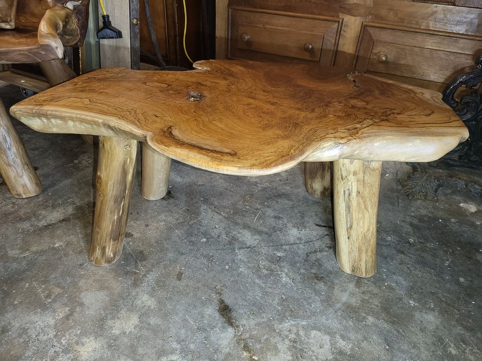 Teak Live Edge Rustic Coffee Table - New - Solid Teak Wood - Long ...