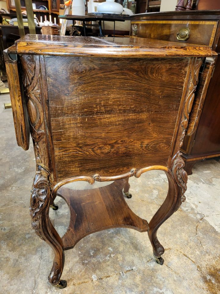 Vintage Carved Smoke Stand Side Table - Beautiful - Long Valley Traders