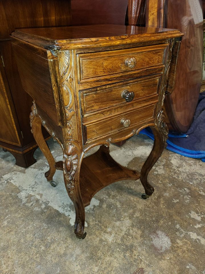 Vintage Carved Smoke Stand Side Table - Beautiful - Long Valley Traders