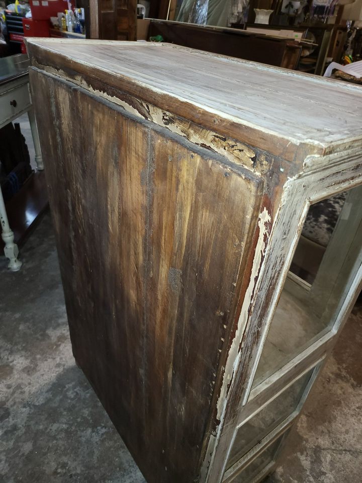 Newly Refinished Antique Glass Cabinet - Primitive and Distressed ...