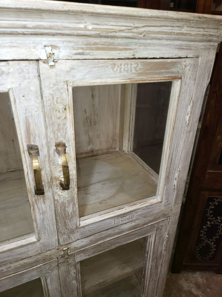 Newly Refinished Antique Glass Cabinet - Primitive and Distressed ...
