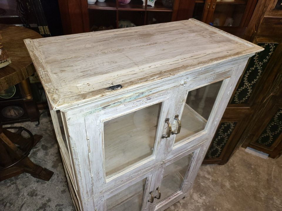 Newly Refinished Antique Glass Cabinet - Primitive and Distressed ...