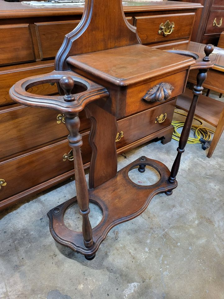 Antique Victorian 1800's Walnut Hall Tree - Coat Rack - Long Valley Traders