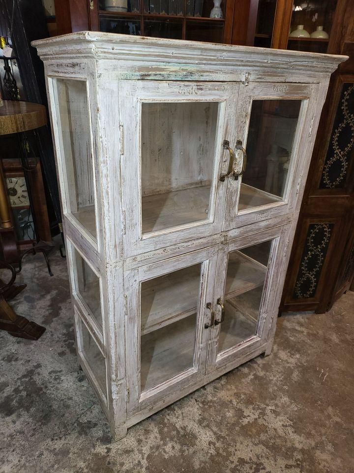 Newly Refinished Antique Glass Cabinet - Primitive and Distressed ...