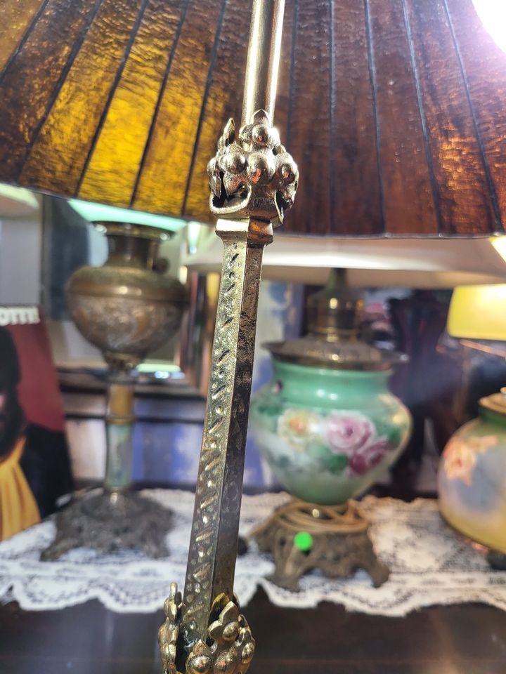 Antique Early 1900's Solid Brass Heavy Table Lamp - Beautiful - Long ...