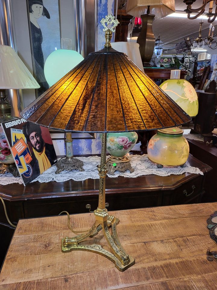 Antique Early 1900's Solid Brass Heavy Table Lamp - Beautiful - Long ...
