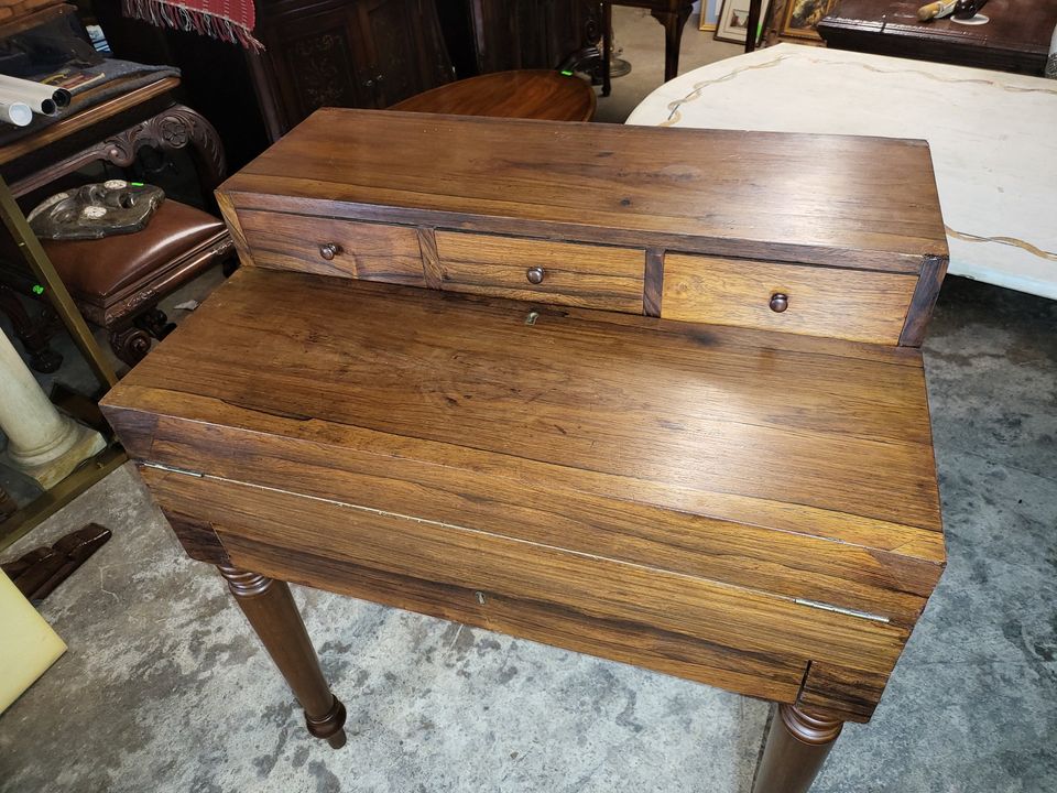 Antique Small Walnut Writing Desk - Campaign Desk - Long Valley Traders