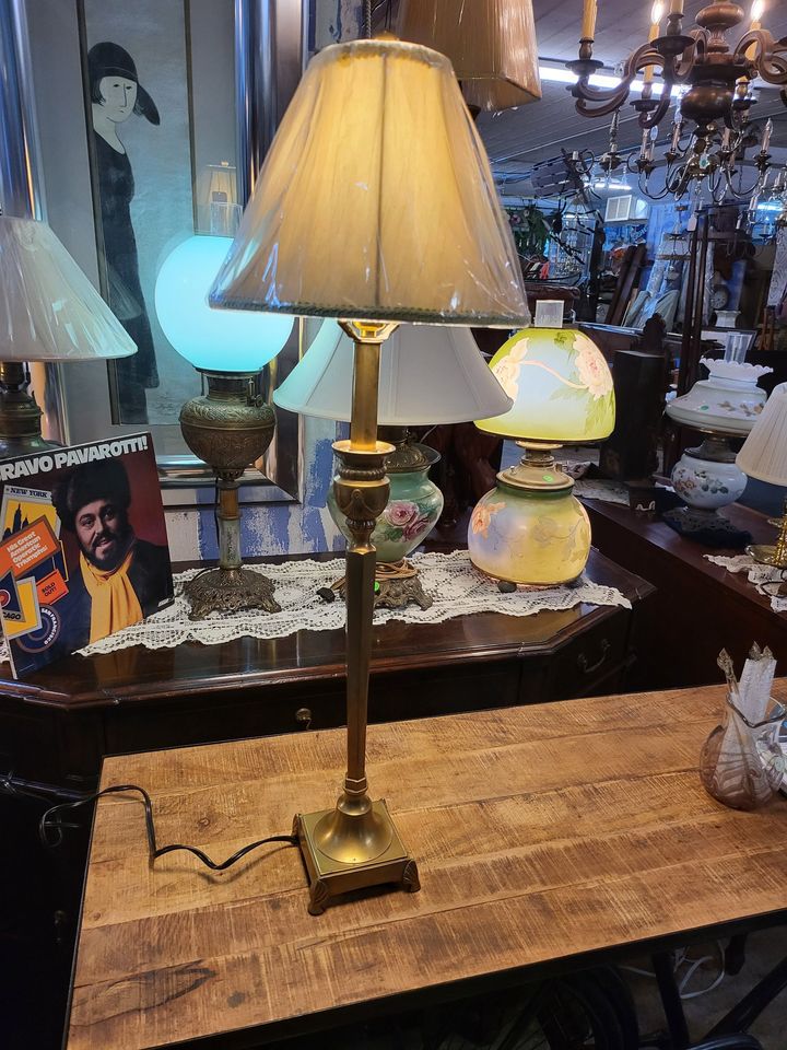 Vintage Heavy Brass Tall Table Lamp - Elegant - Excellent - Long Valley ...