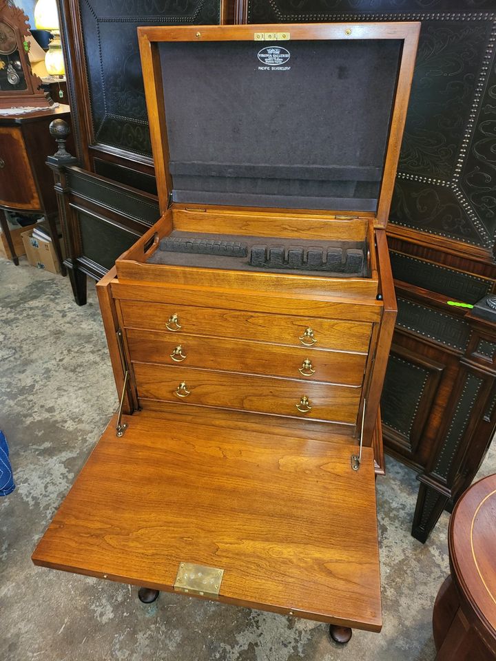 Henkel Harris Solid Black Cherry Silver Chest - Queen Anne Legs - Long ...