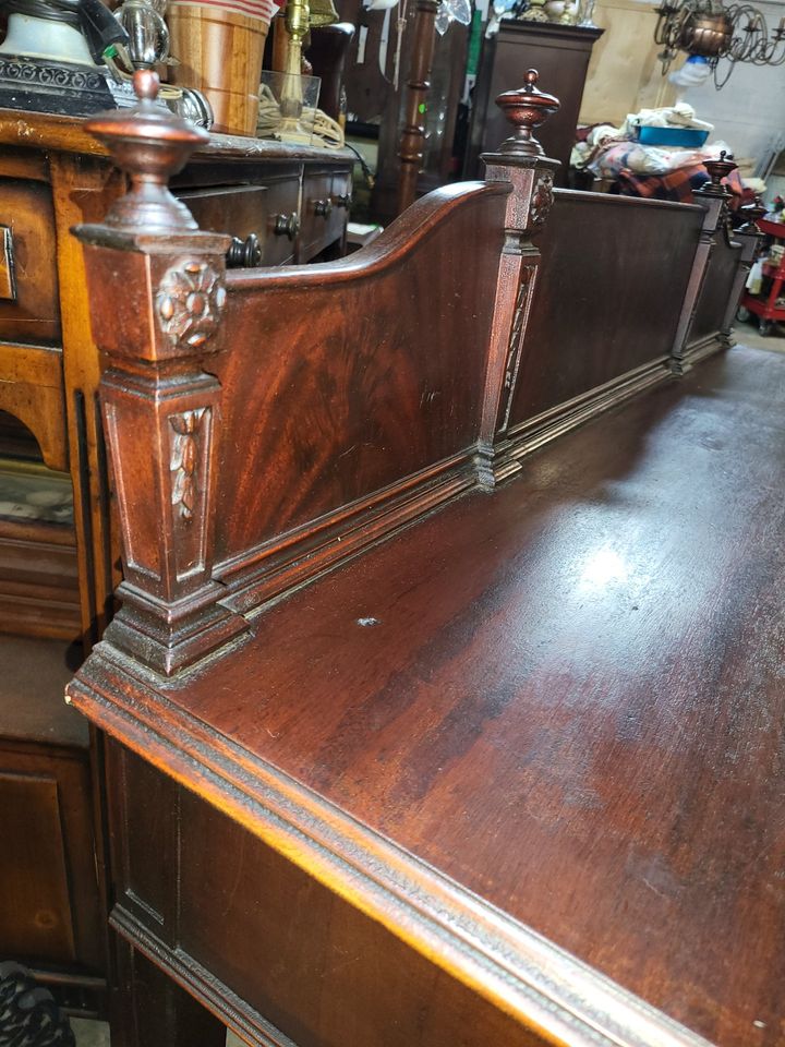 Antique Mahogany Server Table - Flame Mahogany Wood - Long Valley Traders