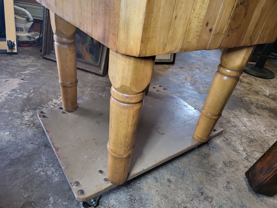 Large Vintage Maple Butcher Block Island - Excellent - Long Valley Traders