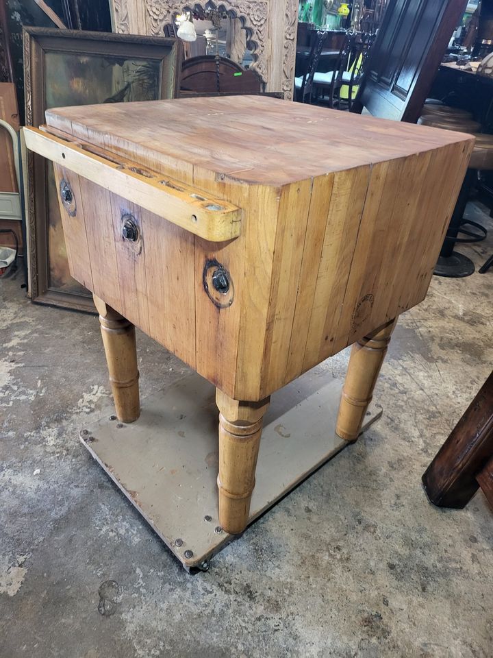Large Vintage Maple Butcher Block Island - Excellent - Long Valley Traders