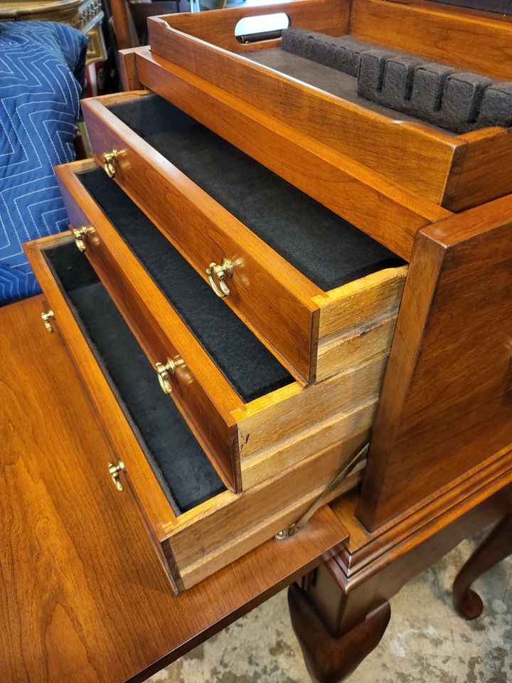 Henkel Harris Solid Black Cherry Silver Chest - Queen Anne Legs - Long ...