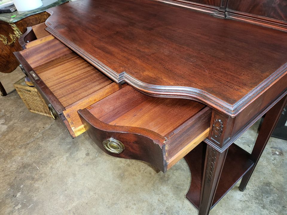 Antique Mahogany Server Table - Flame Mahogany Wood - Long Valley Traders