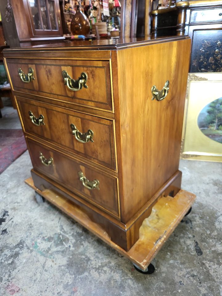 Baker 3 Drawer Elegant Nightstand Chest with Inlay - Long Valley Traders