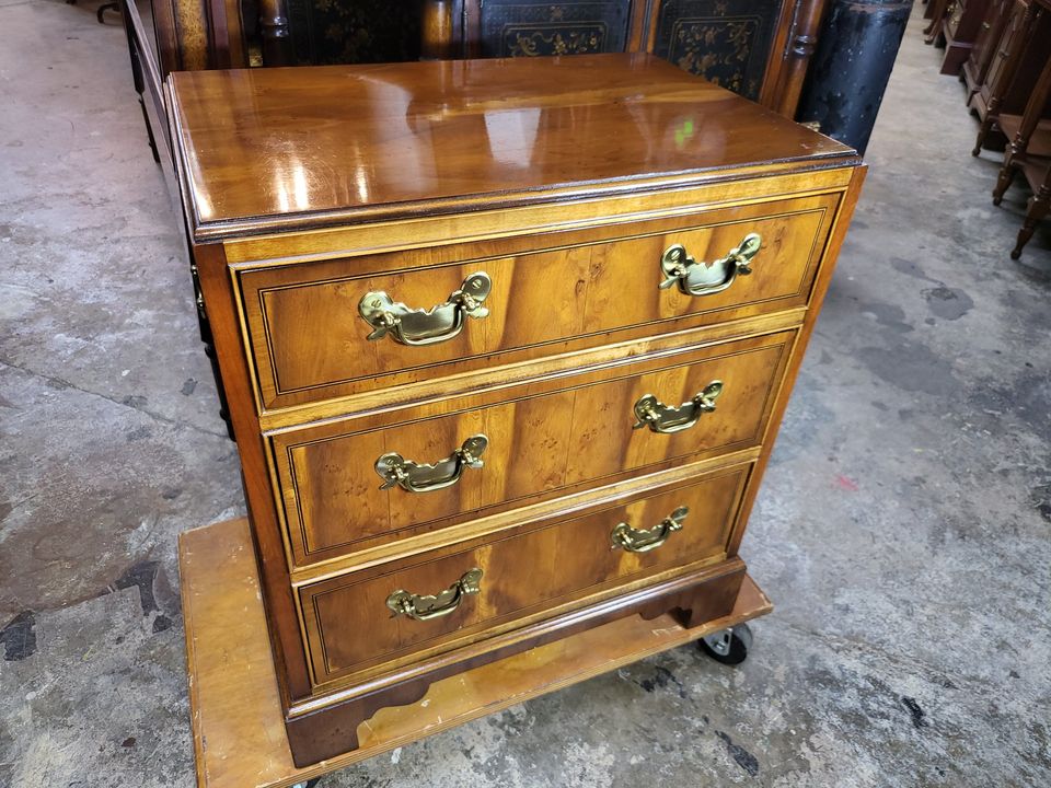 Baker 3 Drawer Elegant Nightstand Chest with Inlay - Long Valley Traders