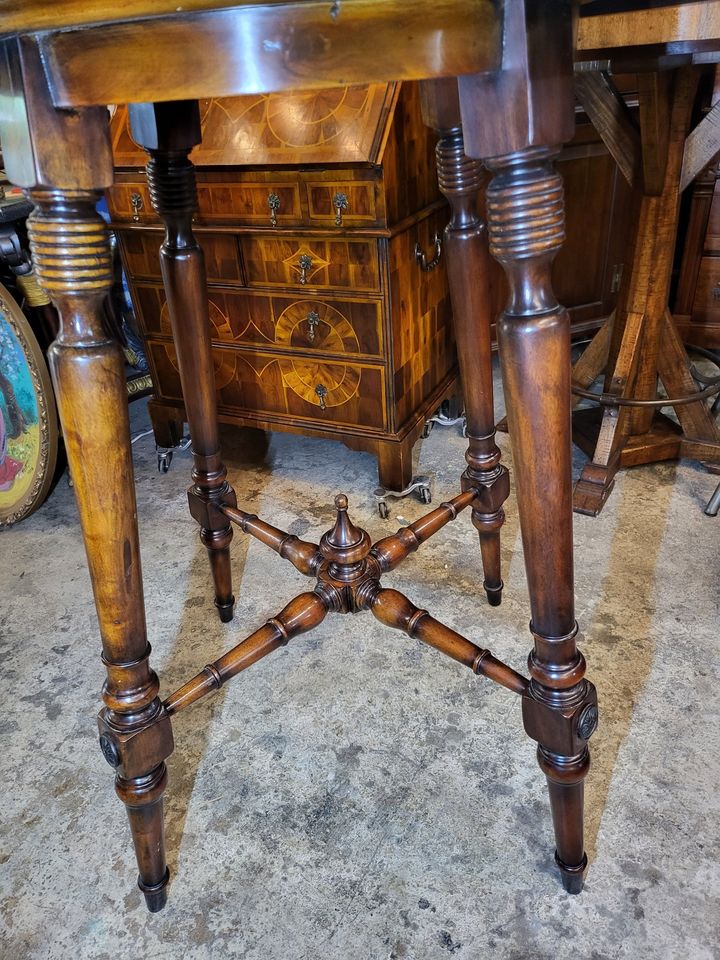Theodore Alexander Mahogany and Leather Bar / Pub Tall Table ...