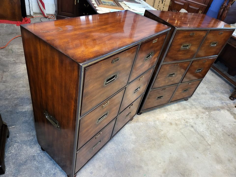2 Theodore Alexander 6 Drawer File Cabinets - Mahogany with Bronze Trim ...