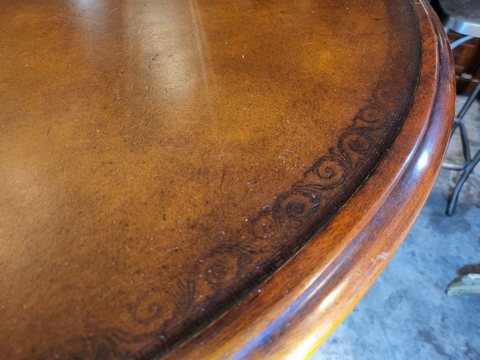 Theodore Alexander Mahogany and Leather Bar / Pub Tall Table ...