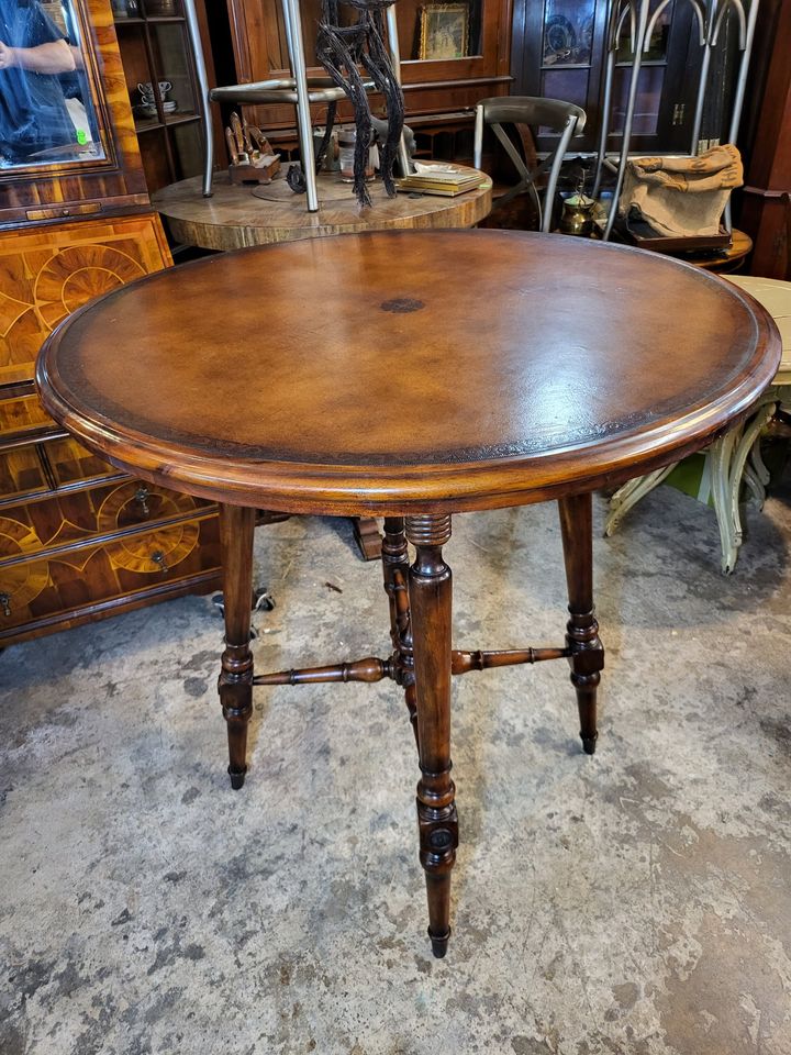 Theodore Alexander Mahogany and Leather Bar / Pub Tall Table ...