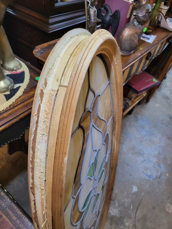 Large Oval Stained Glass Window - Beautiful - Long Valley Traders