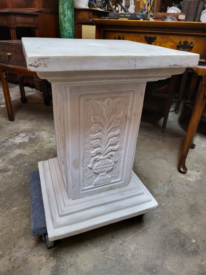 White Marble Pedestal Base - Great Statue Base - Carved Marble - Long ...