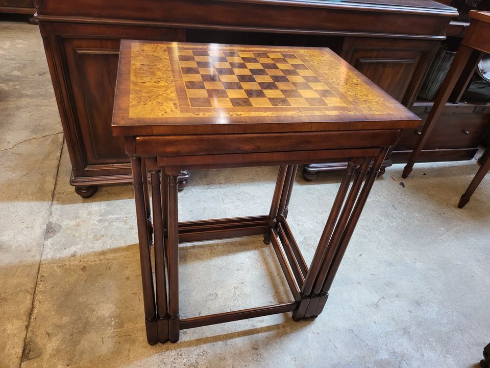 Theodore Alexander Nesting Game Tables - Birdseye Maple and Mahogany ...