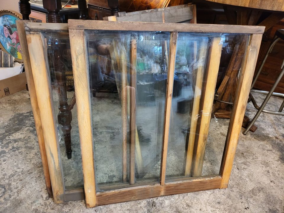6 Antique Large Double Pane Windows w/ Old Glass - Long Valley Traders