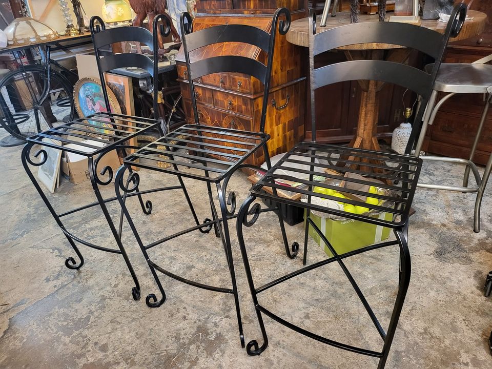3 Solid Iron Patio Bar Stools - Very Heavy and Well Made - Long Valley ...