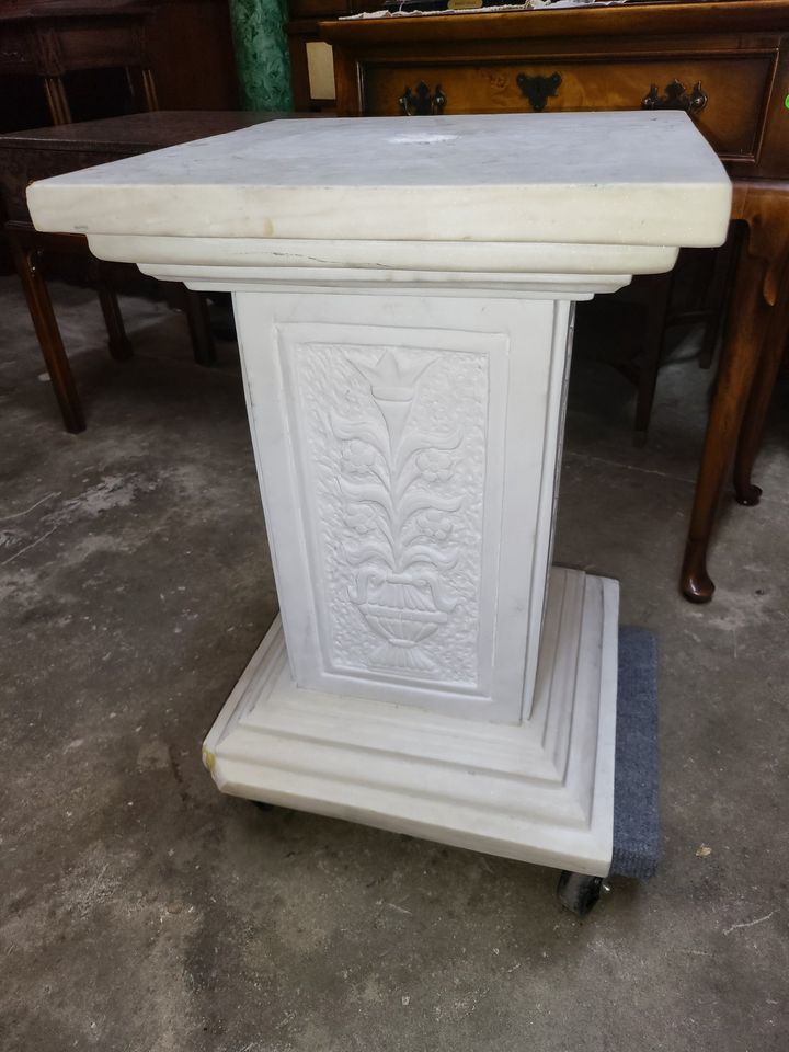 White Marble Pedestal Base - Great Statue Base - Carved Marble - Long ...