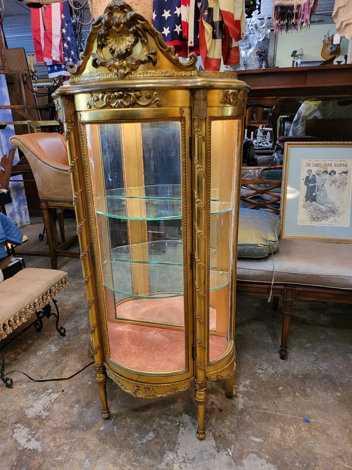 Antique Art Nouveau / Deco Early 1900's Gold Petite Display Case - Long ...