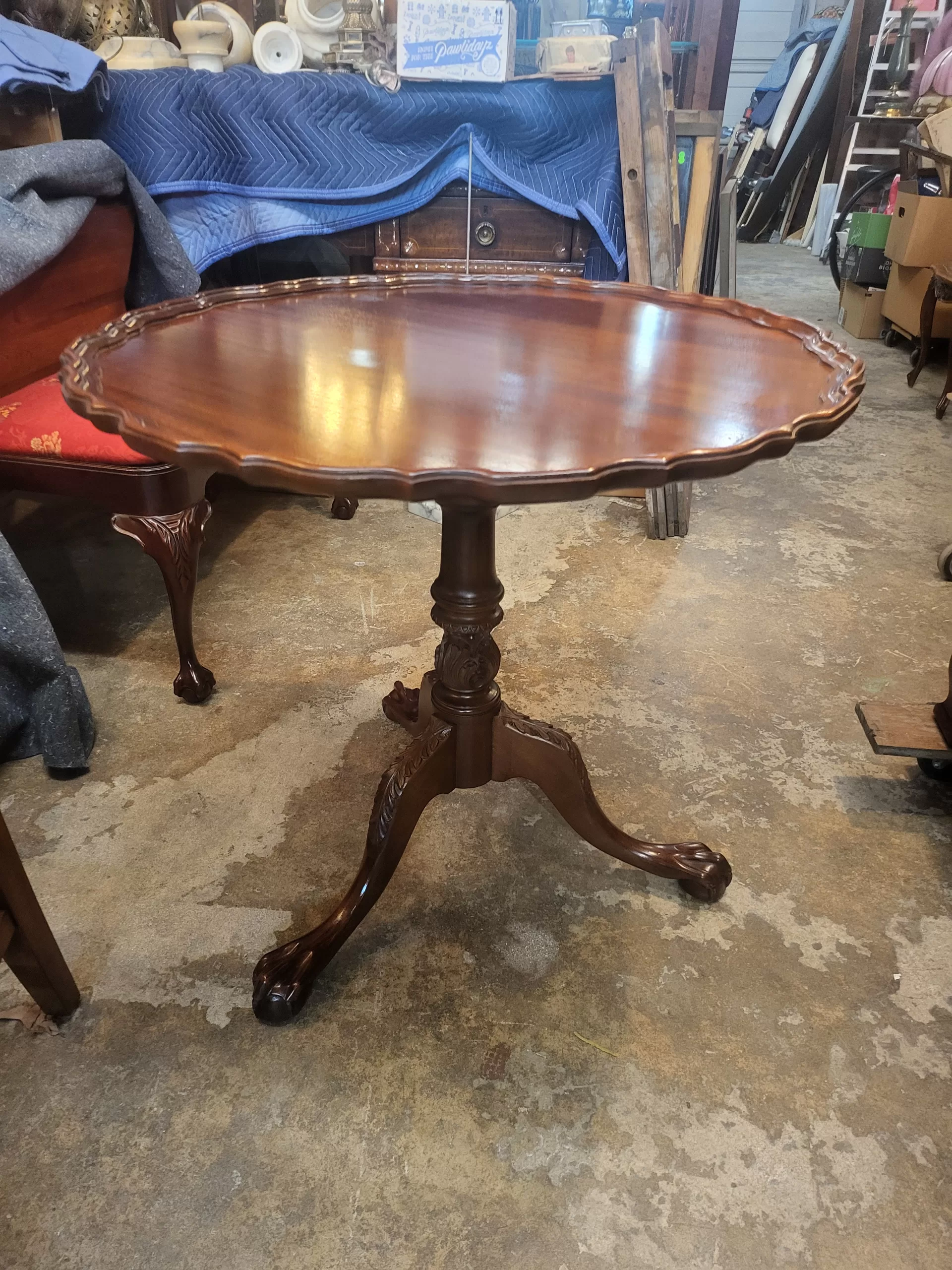 Mahogany Tilt Top Pie Crust Edge Table - Long Valley Traders