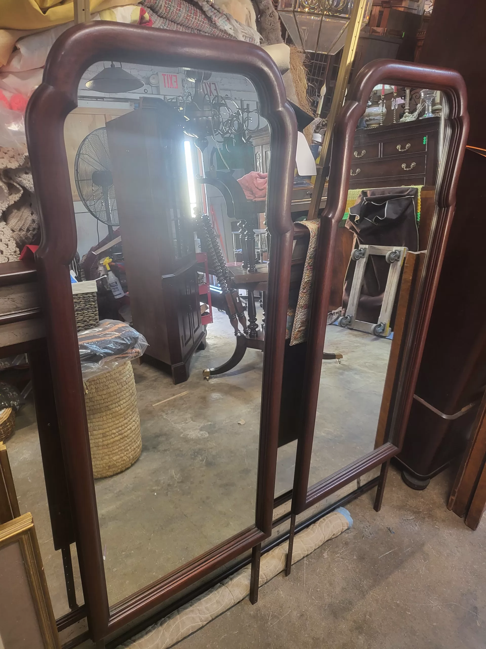 Henkel Harris Tall Mahogany Tombstone Wall Mirrors - Long Valley Traders