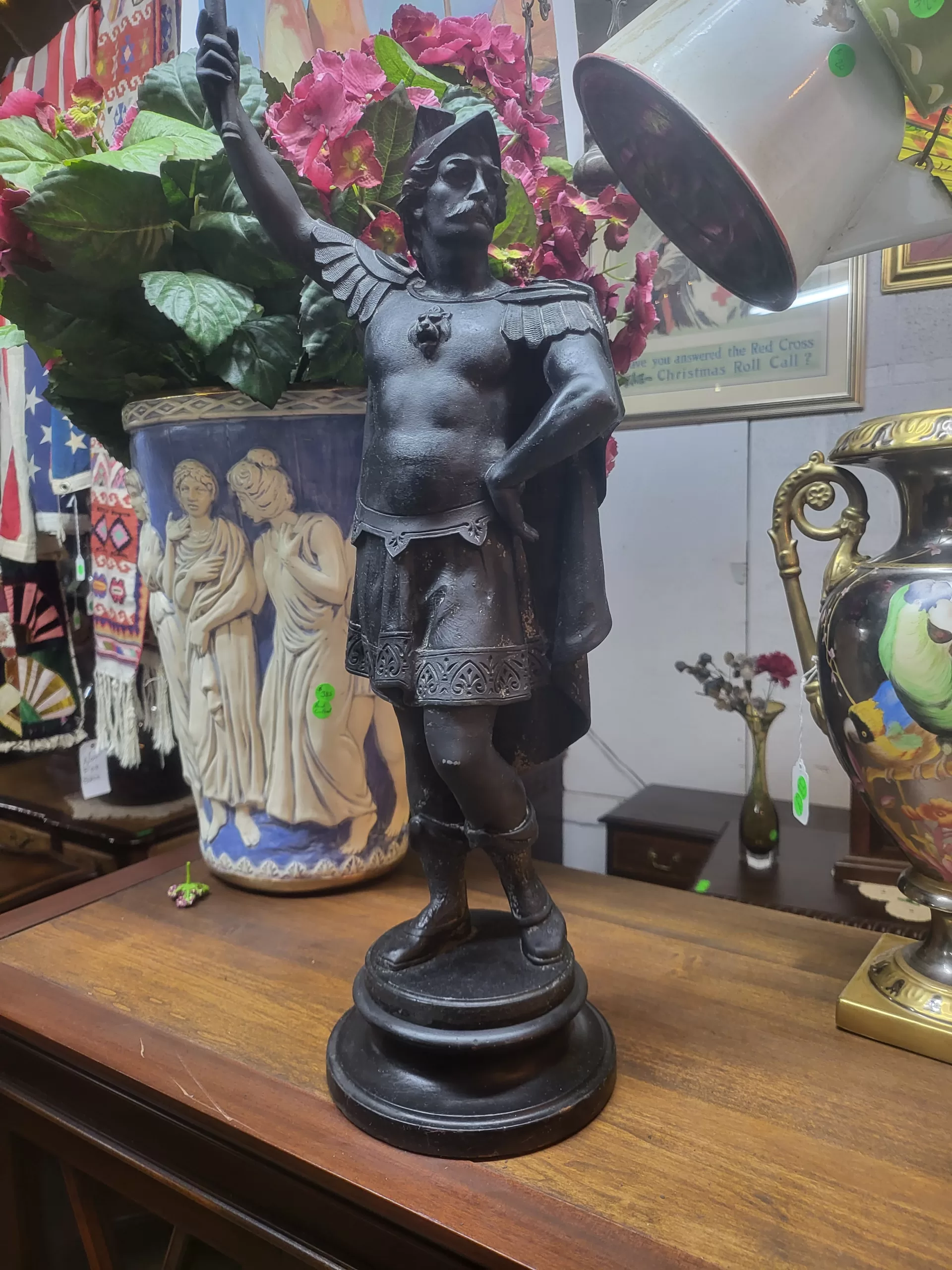 Metal Statue of Military Figure - Long Valley Traders