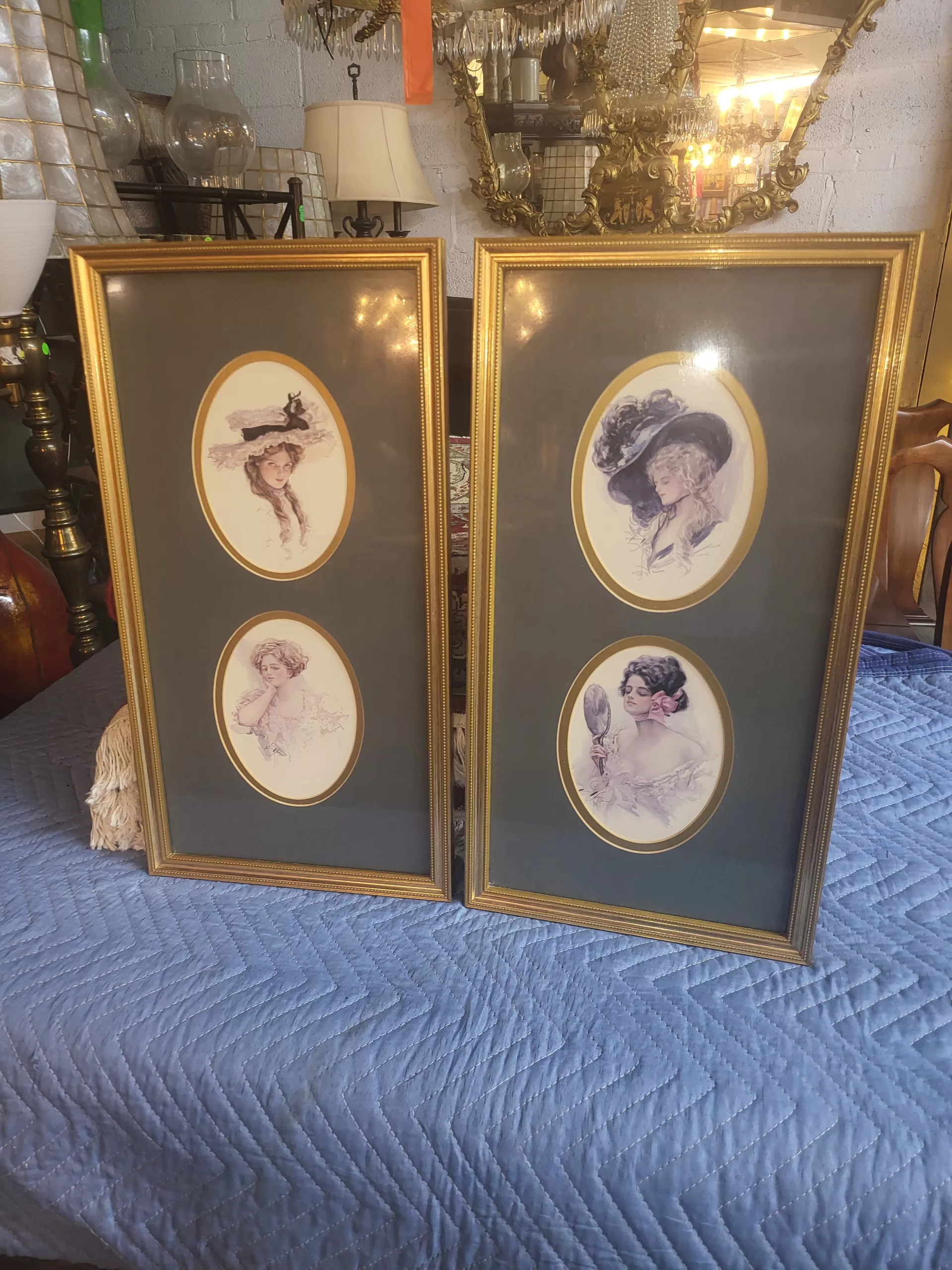 2 Framed Harrison Fisher Early 1900's Women's Painting Portrait Prints ...