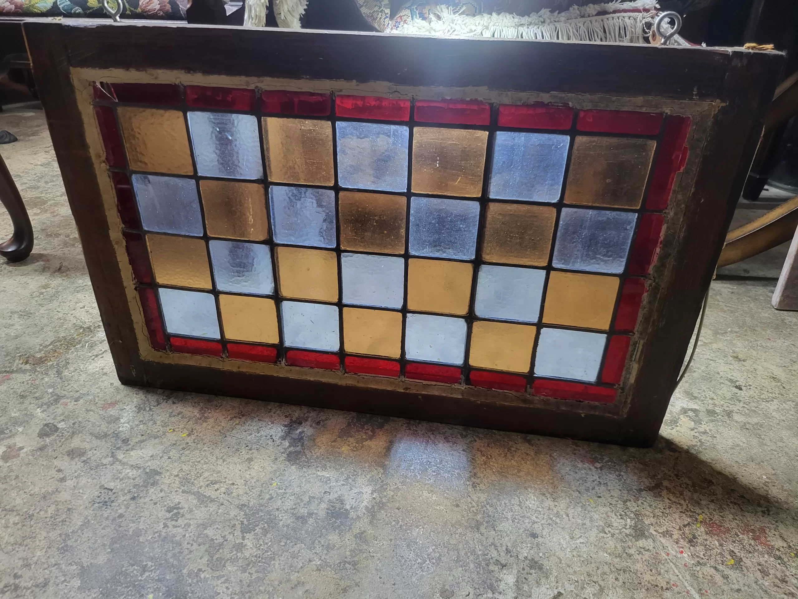 Small Antique Stained Glass Window - Long Valley Traders