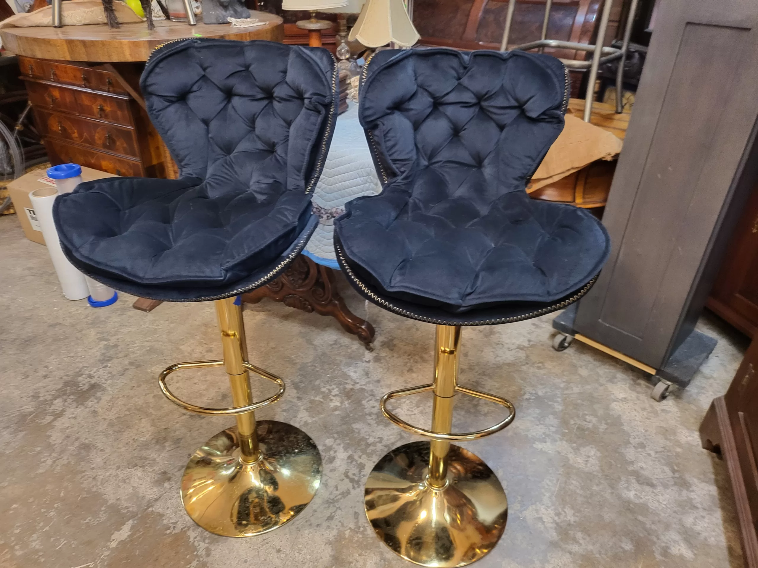 2 Coolmore Dark Gray / Gold Bar Stools - Long Valley Traders