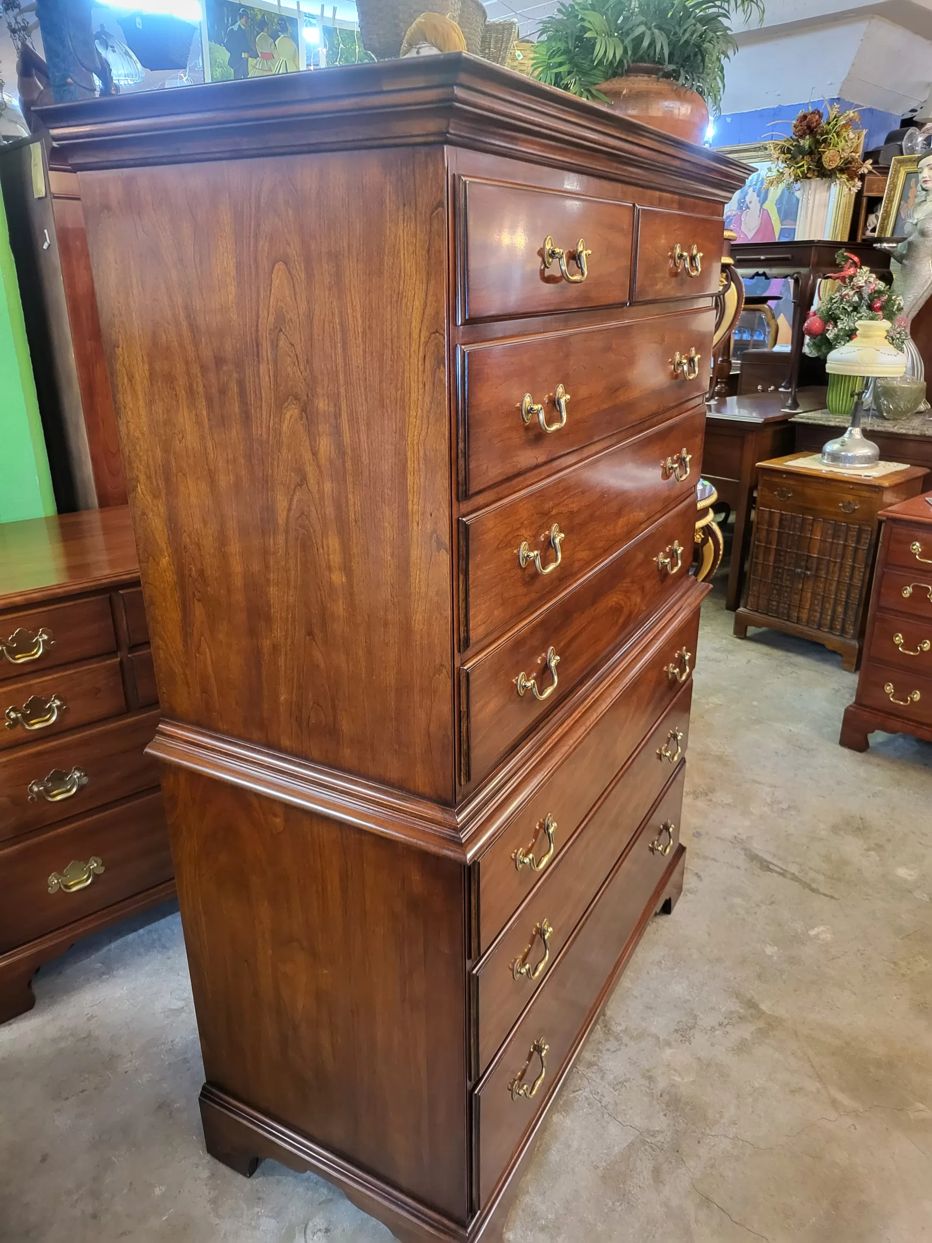 Henkel Harris Tall 8 Drawer Black Cherry Dresser - Long Valley Traders