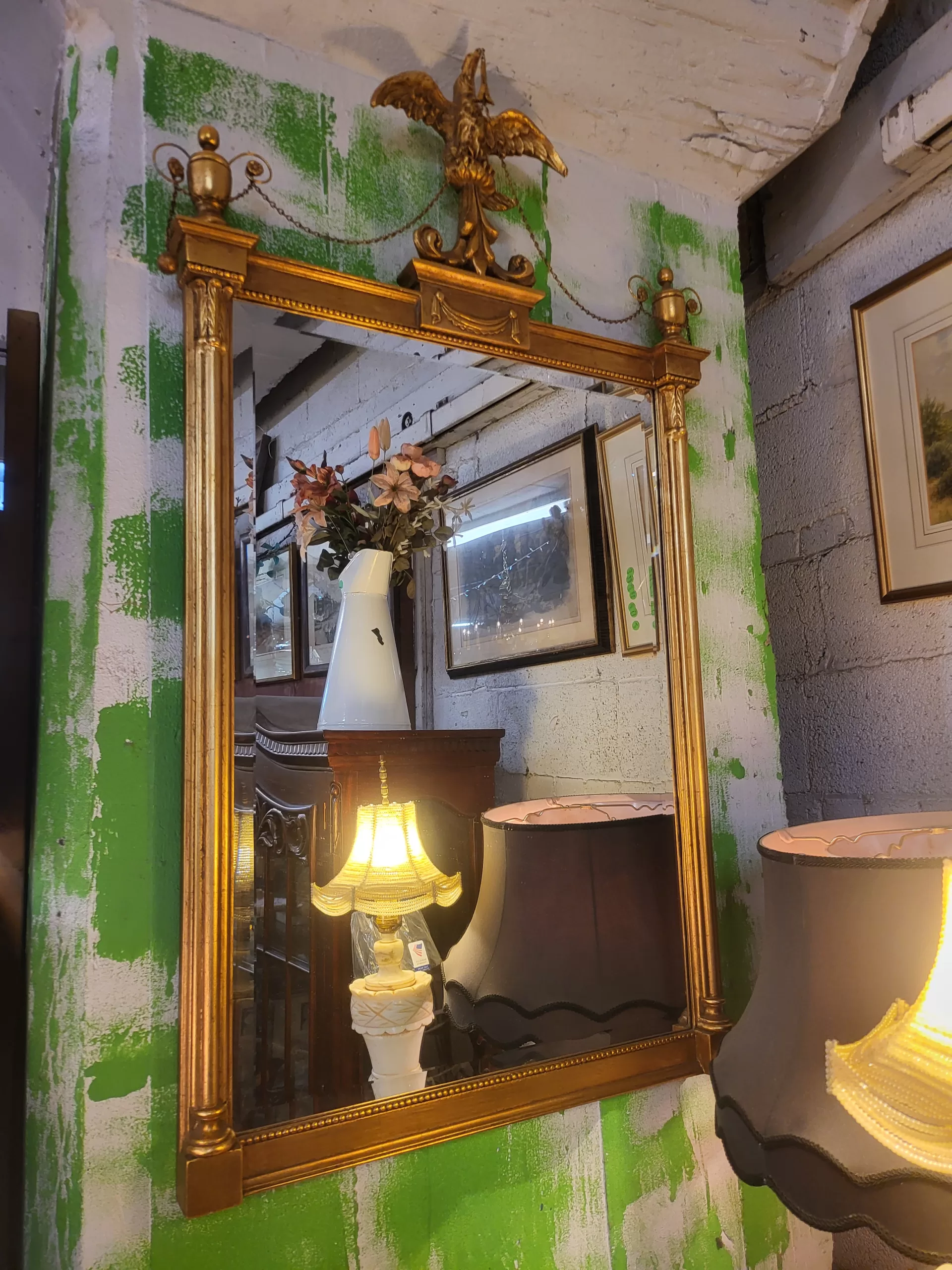 Federal Style Gilt Eagle Pediment Frame Mirror - Long Valley Traders