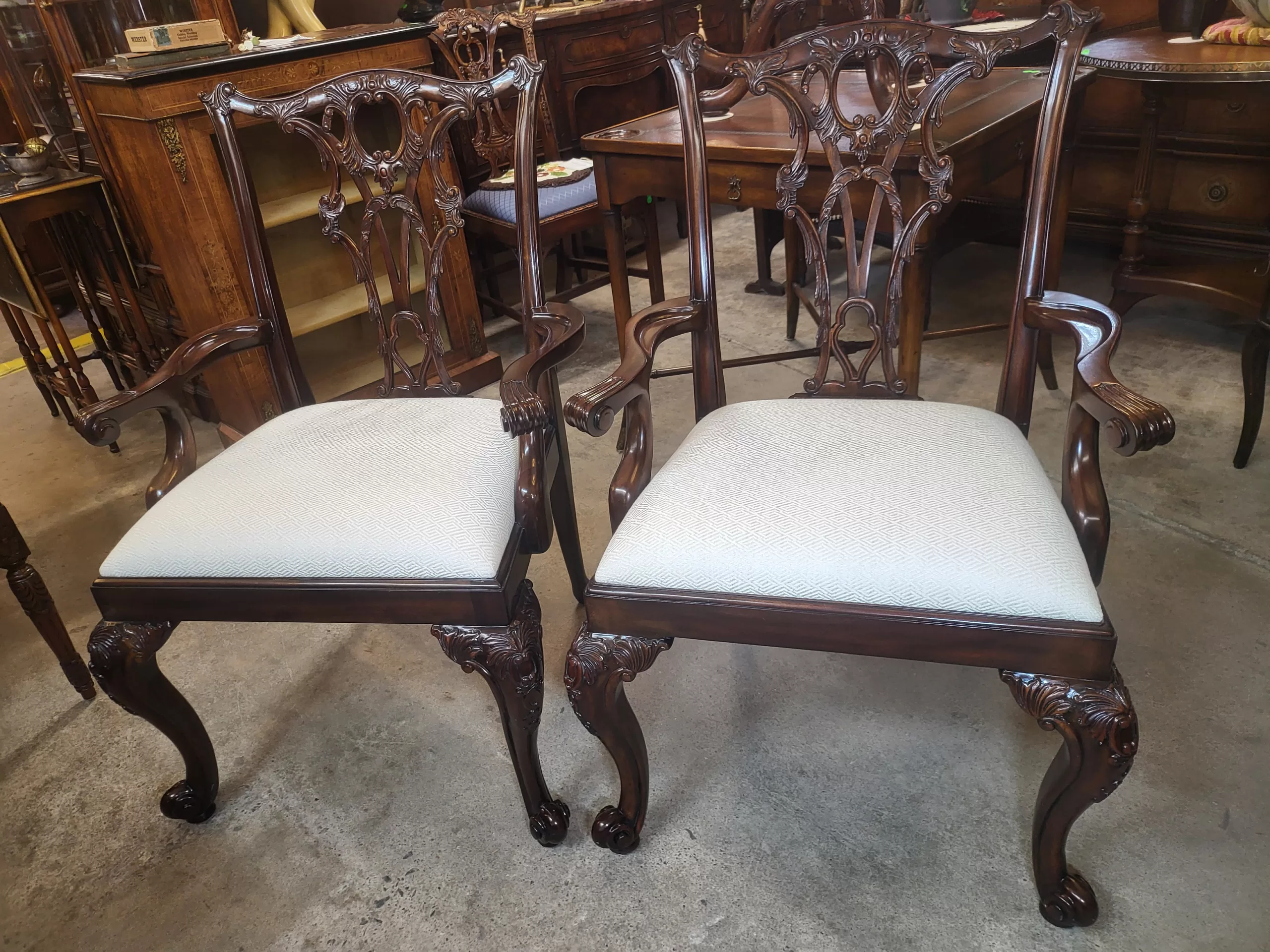 2 Theodore Alexander Mahogany Dining Chairs - Long Valley Traders