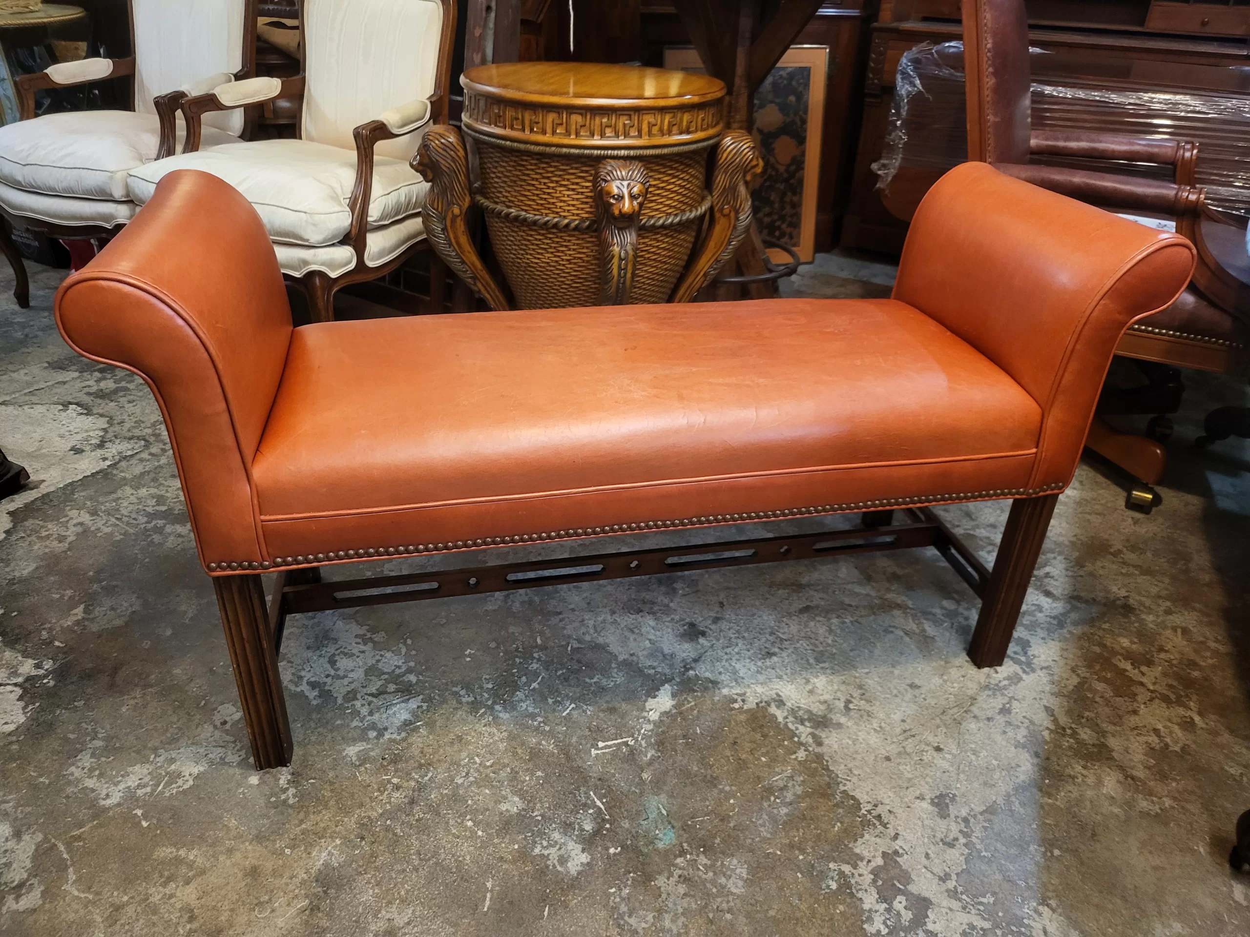 High Quality Leather Window Bench - Long Valley Traders