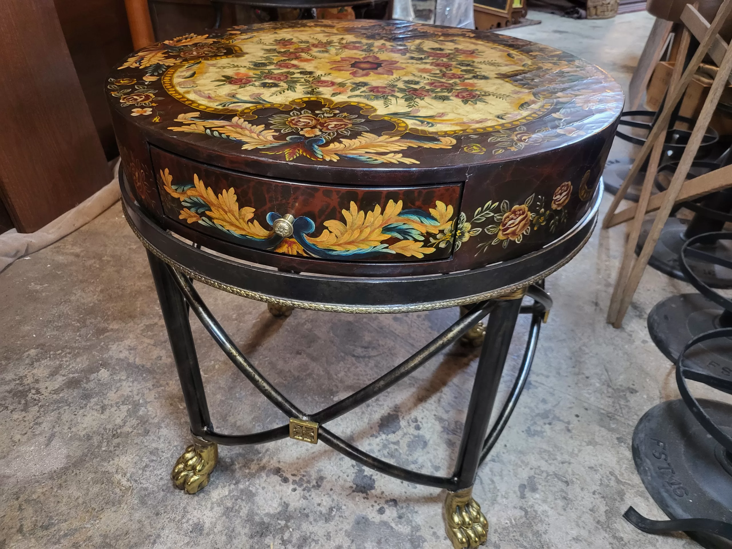Maitland Smith Round Hand Painted Side Table - Long Valley Traders