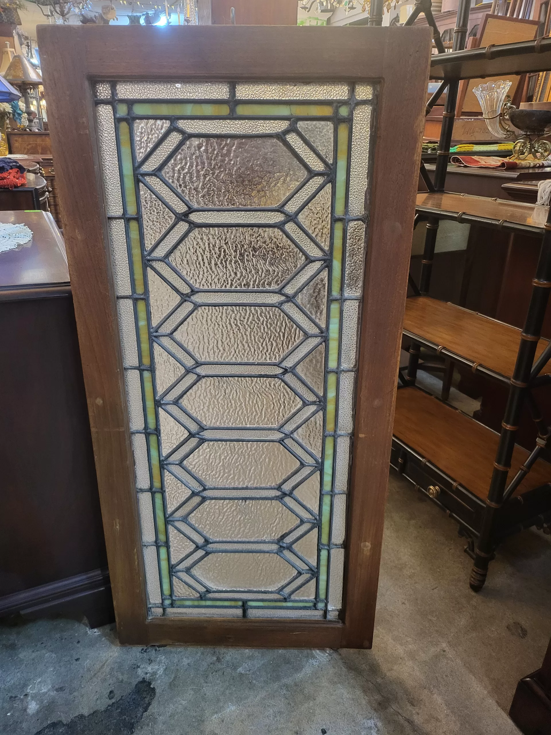 Vintage Stained Glass Wood Window - Long Valley Traders