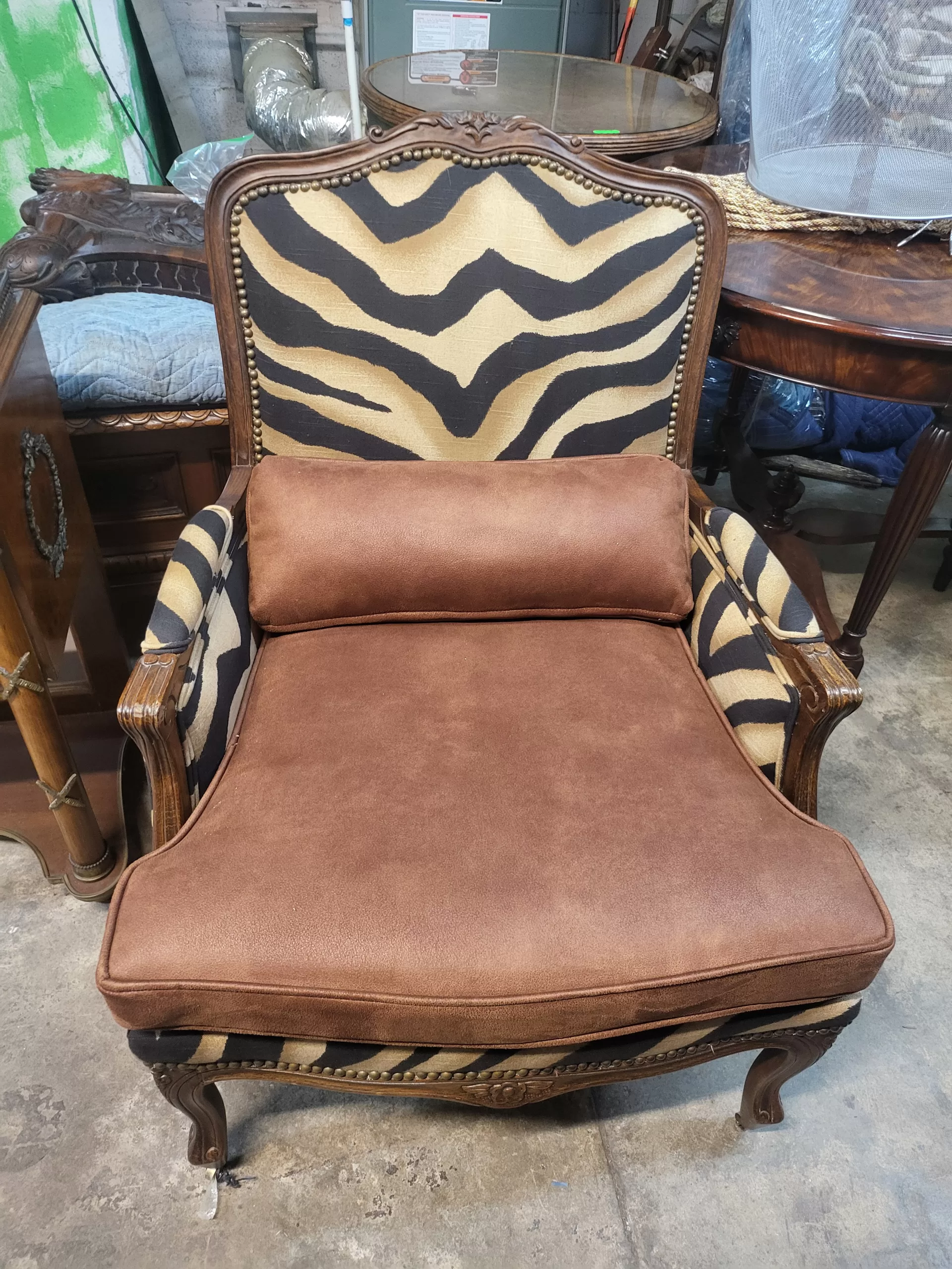 Large Decorative Animal Print Arm Chair - Long Valley Traders