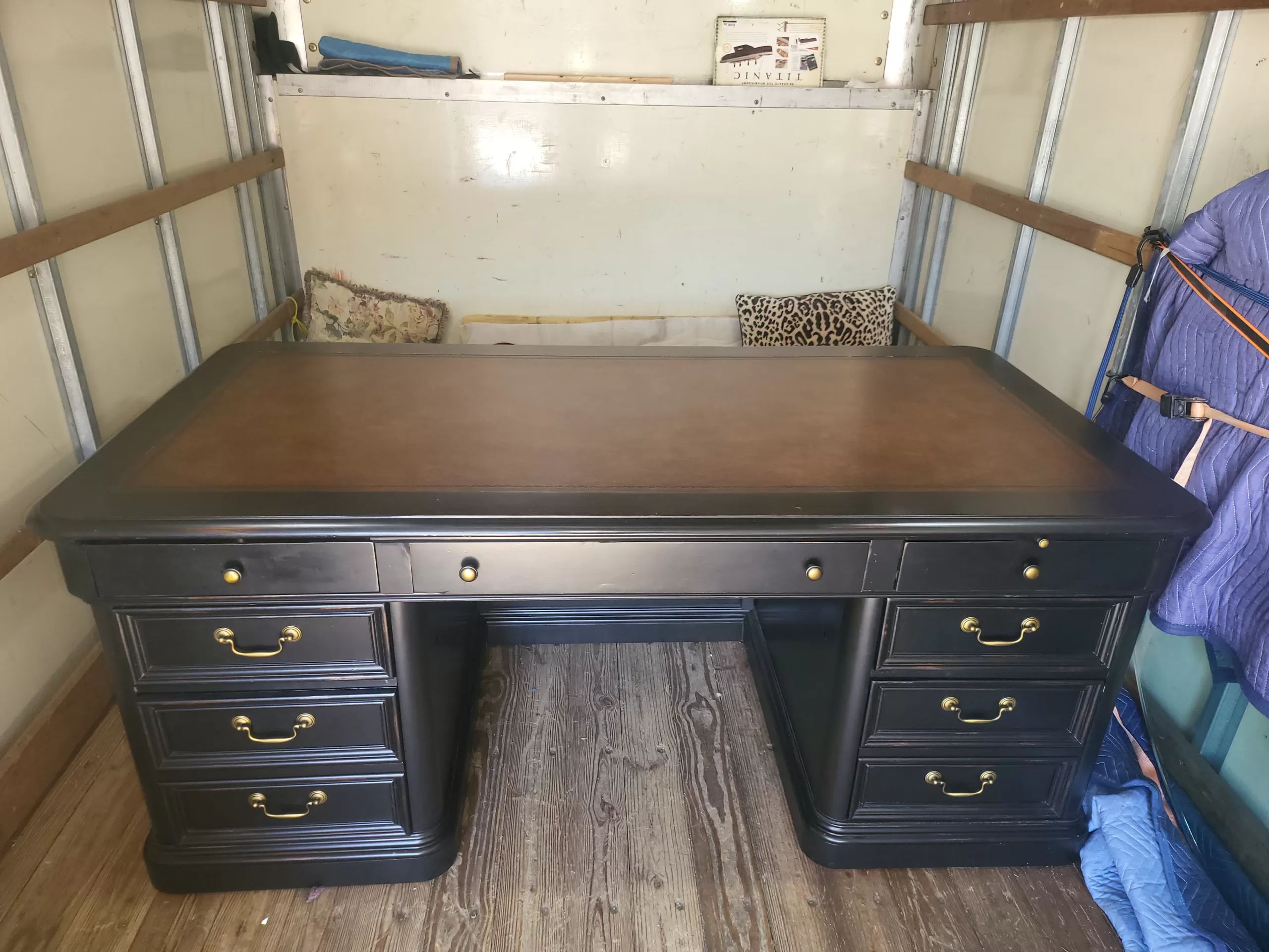 Hekman Black Solid Wood Louise Phillipe Executive Desk - Long Valley ...